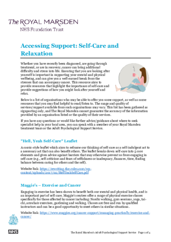 Accessing support | Royal Marsden Patient Information Library